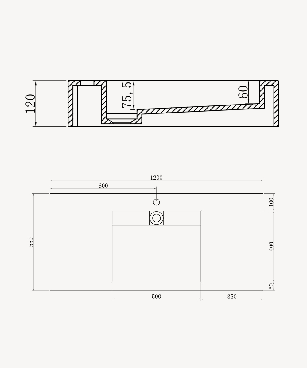 Lavabo rectangulaire suspendu en résine minérale Blanc mat - Kamoto ...
